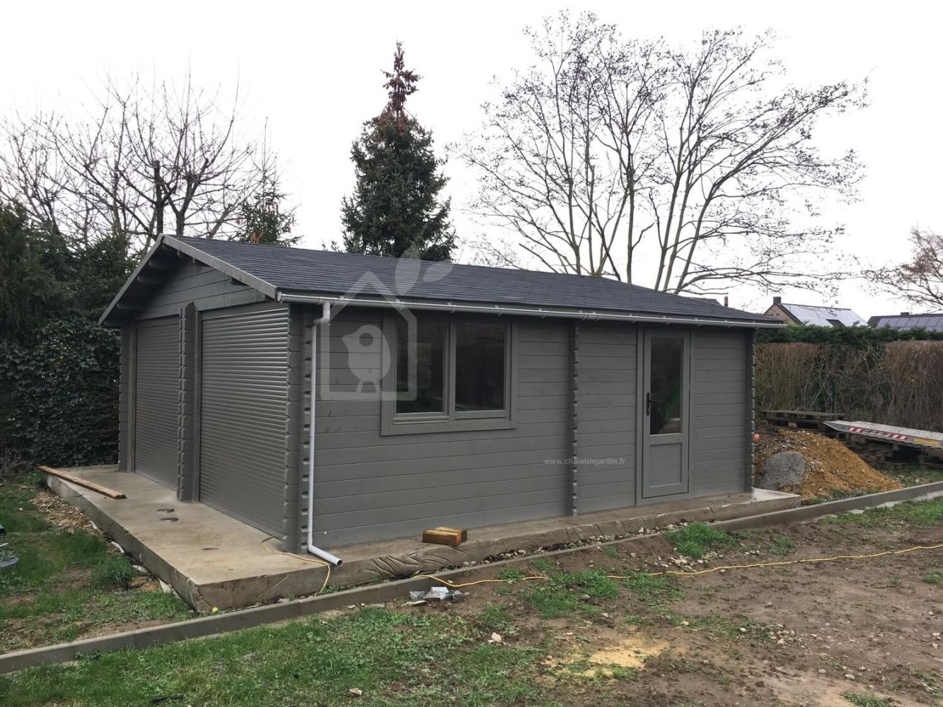 Garage en bois double CLASSIC DUO (44 mm), 6x6 m, 36 m²