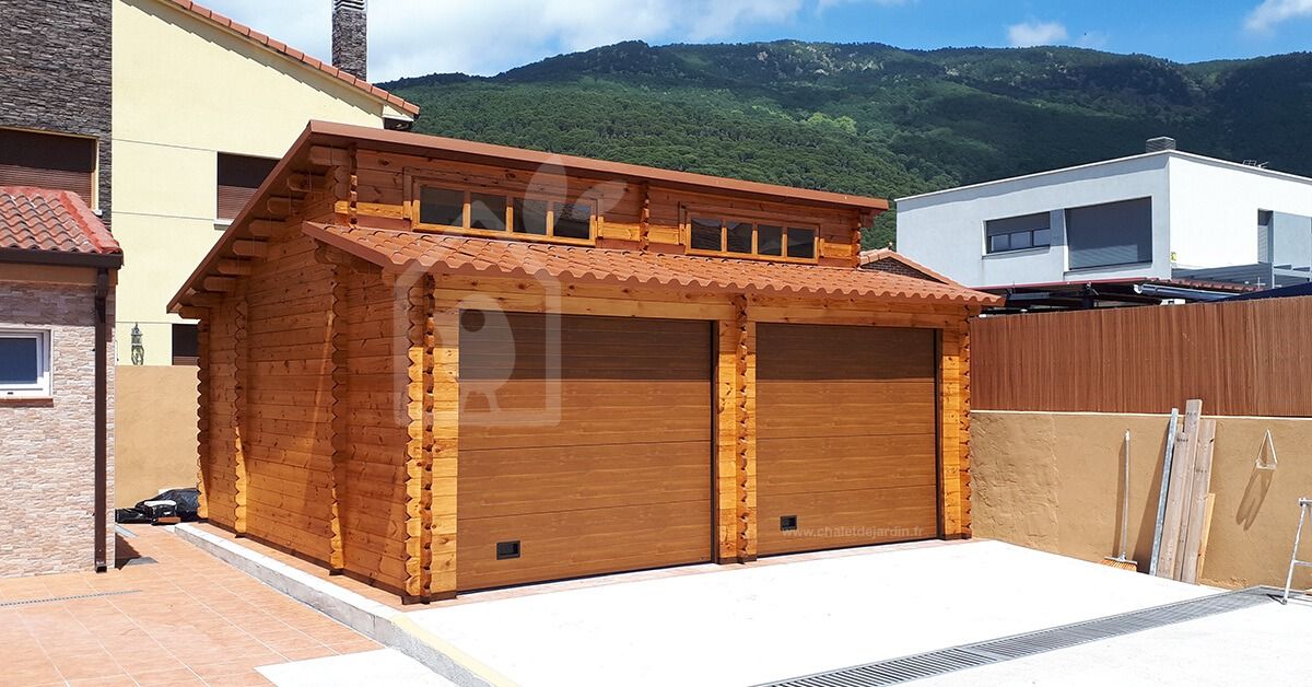 Garage en bois double TWIN DUO (44 mm), 6x6 m, 36 m²