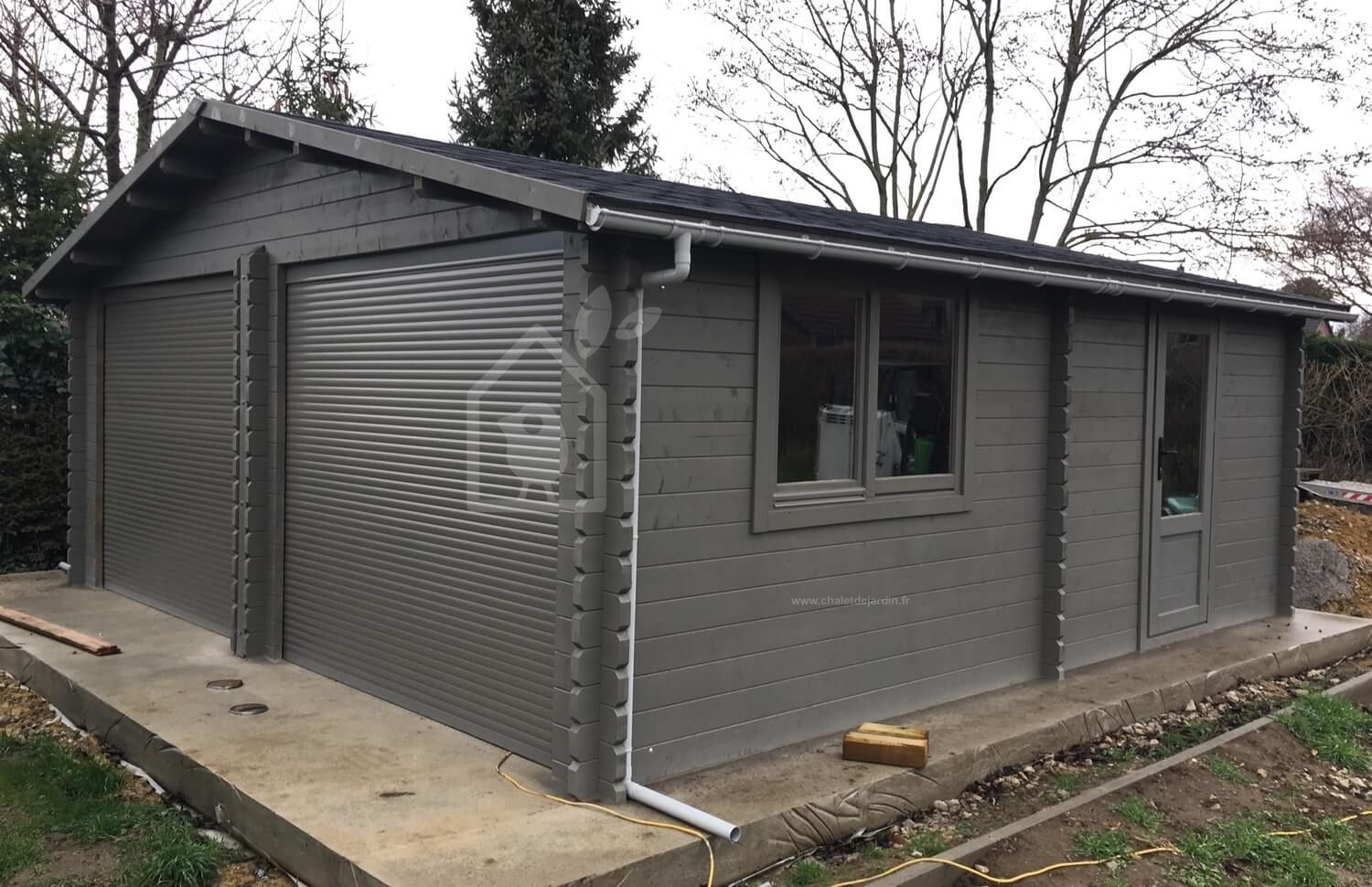 Garage en bois double CLASSIC DUO (44 mm), 6x6 m, 36 m²