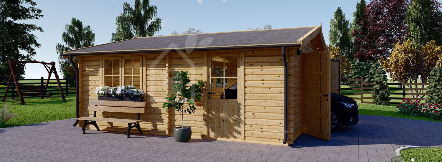 Garage en bois (44 mm), 6x6 m, 36 m²