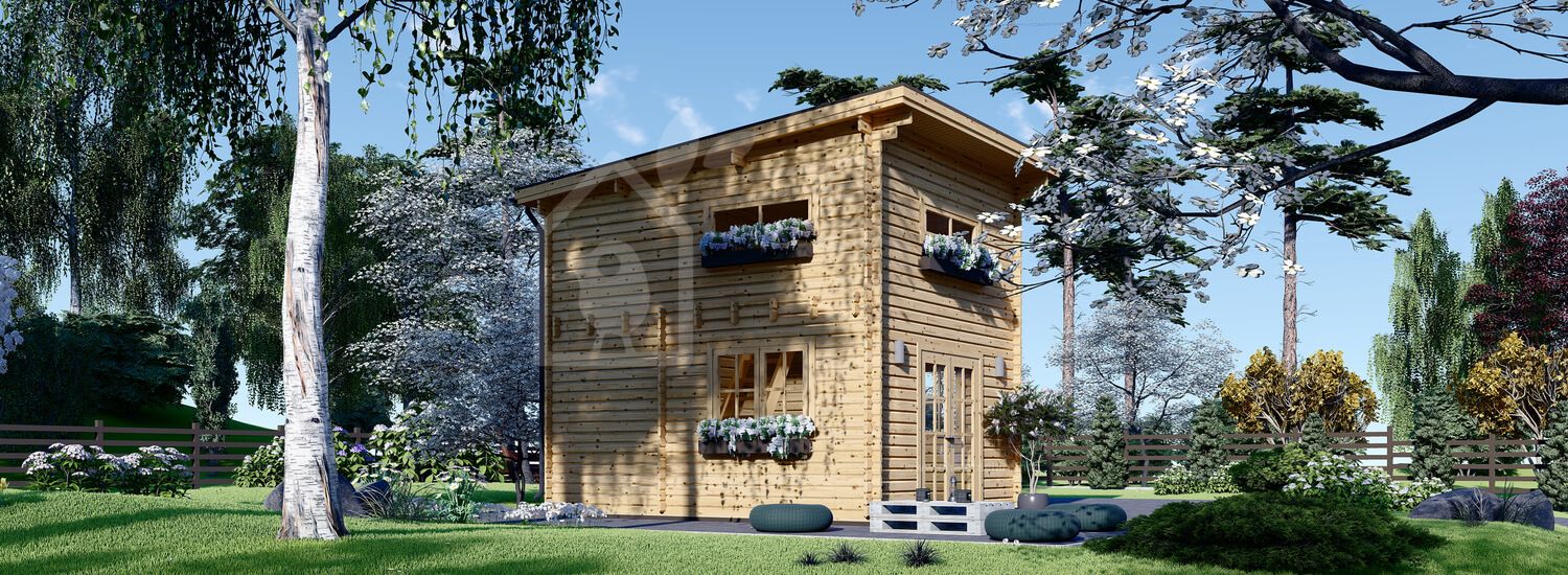 Chalet en bois à toit plat AVIGNON (44 mm), 19.9 m² + 16 m² étage