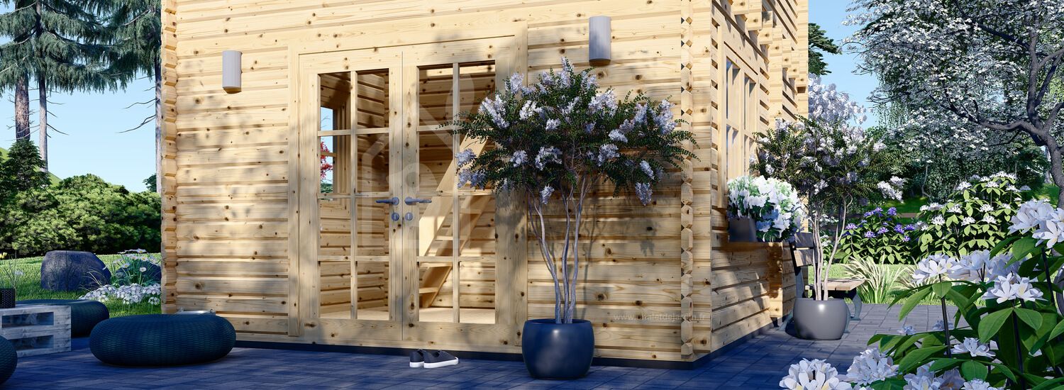 Chalet en bois à toit plat AVIGNON (44 mm), 19.9 m² + 16 m² étage