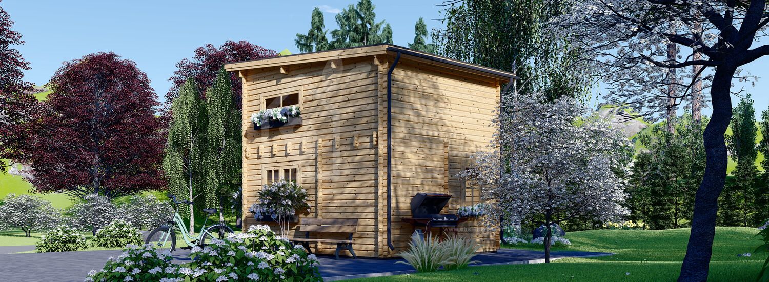 Chalet en bois à toit plat AVIGNON (44 mm), 19.9 m² + 16 m² étage