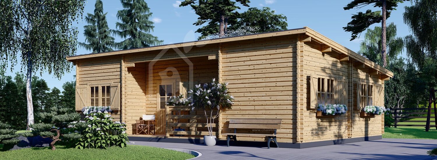 Chalet en bois UZES à toit plat (58 mm), 70 m²