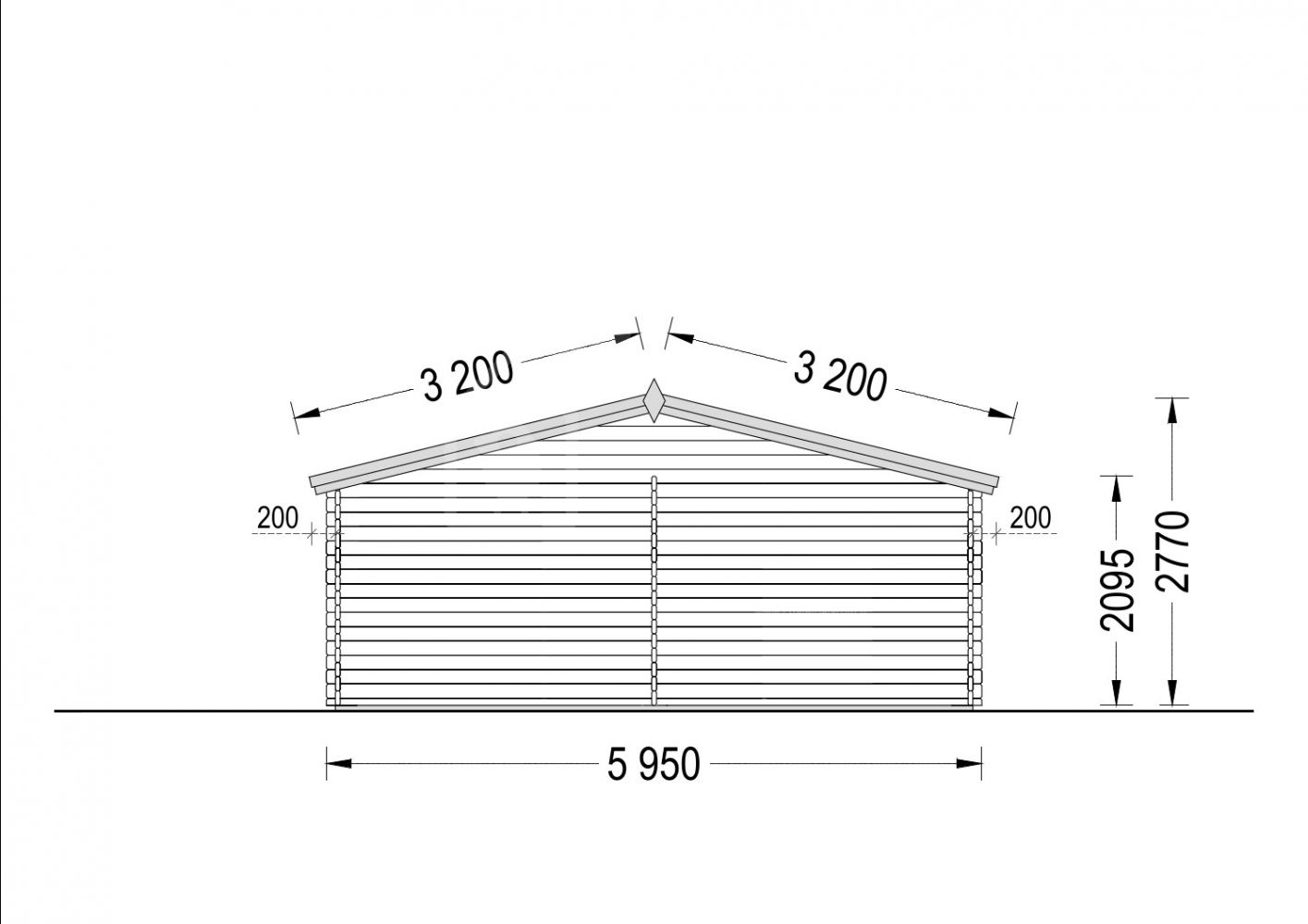Garage en bois (44 mm), 6x6 m, 36 m²